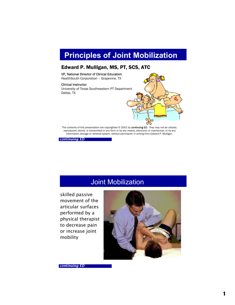 Joint Mobilization Principles: Osteo & Arthrokinematics