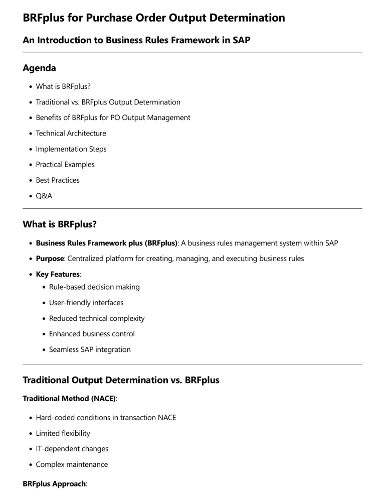 BRFplus for PO Output Determination in SAP