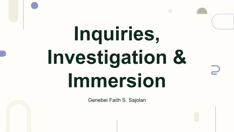 Inquiry, Investigation, Immersion & Research Designs (RCBD, CBD)