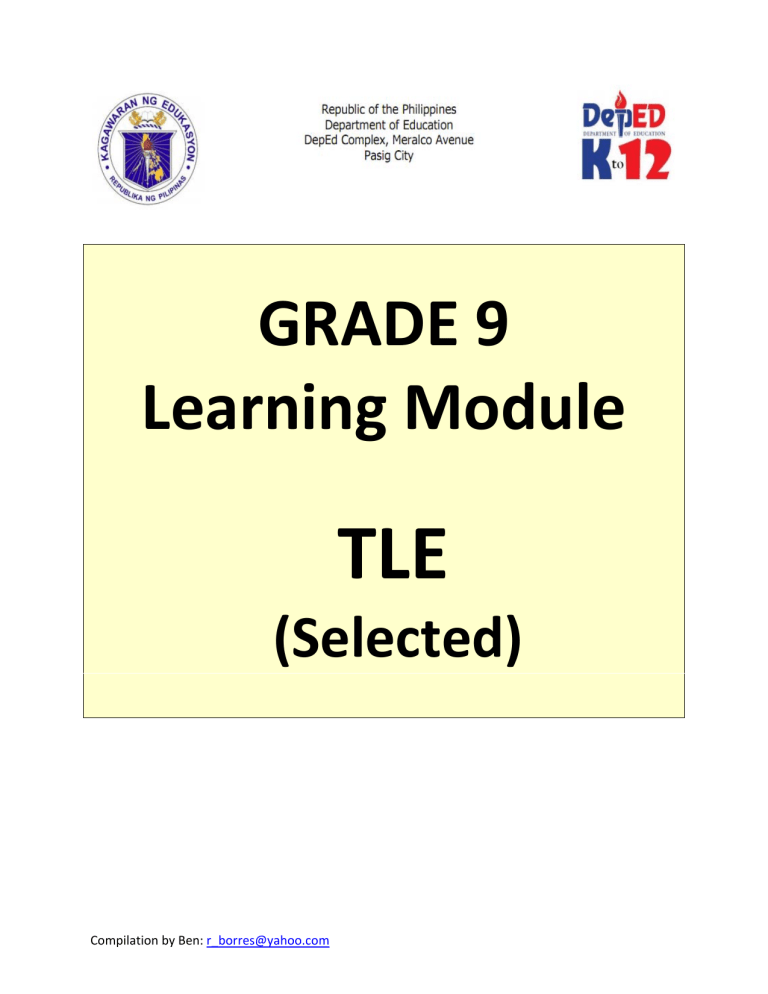 Grade 9 TLE: Agricultural Crop Production & Entrepreneurship Module