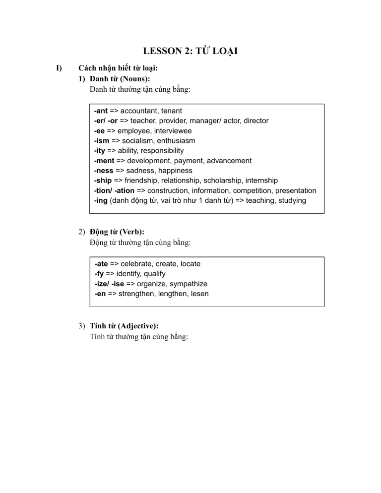 Vietnamese Grammar: Parts of Speech Lesson