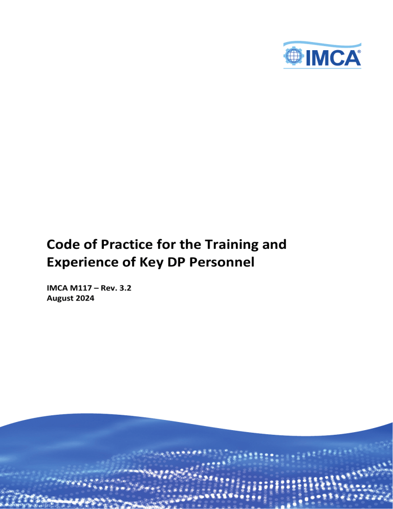 DP Personnel Training: IMCA Code of Practice M117