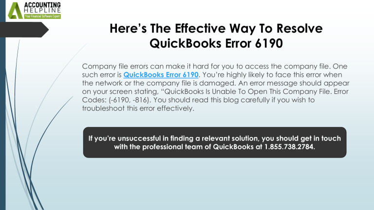 Fix QuickBooks Error 6190: Effective Solutions & Troubleshooting