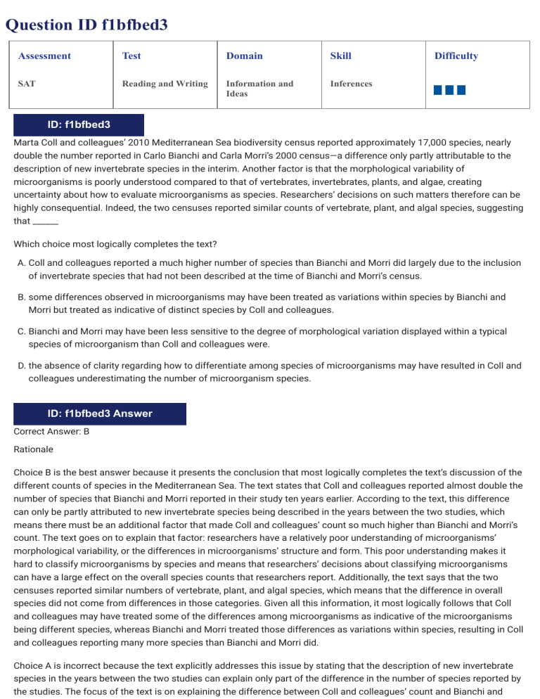 SAT Reading: Inference Questions & Explanations
