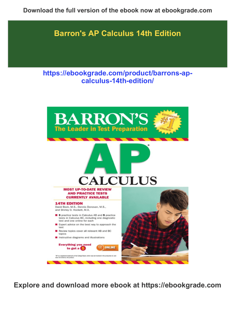 Barron's AP Calculus 14th Edition Ebook