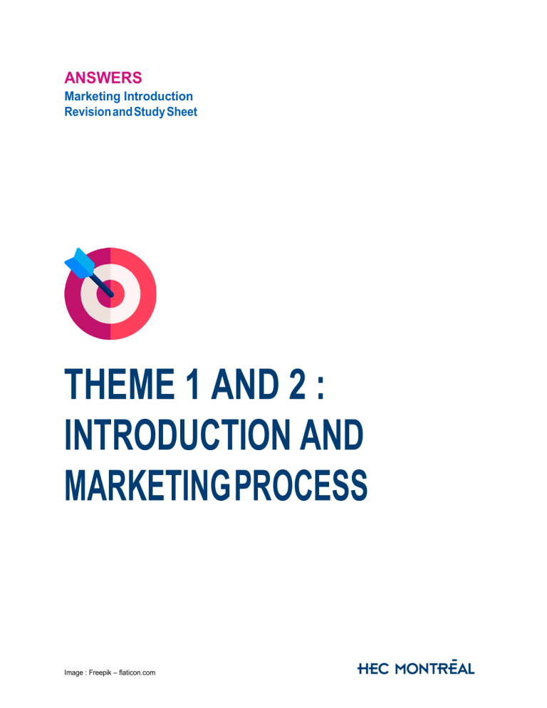 Marketing Introduction: Revision & Study Sheet - Themes 1 & 2