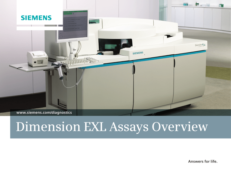 Dimension EXL Assays Overview: Clinical Chemistry