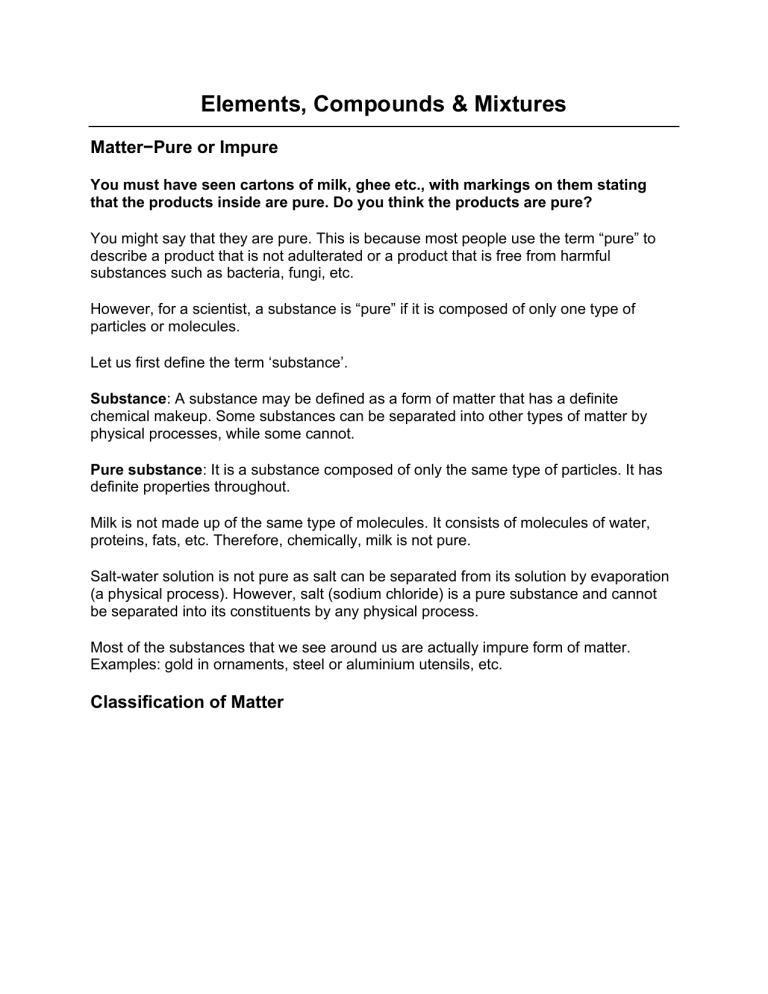 Elements, Compounds, Mixtures: Science Basics