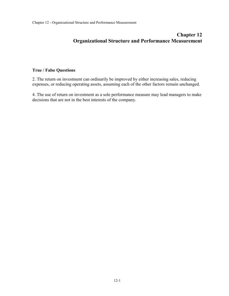Organizational Structure & Performance Measurement Chapter