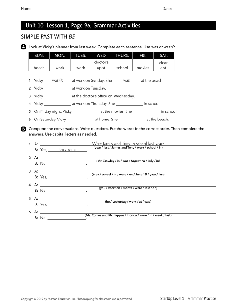 Simple Past Tense Grammar Practice for ESL Learners
