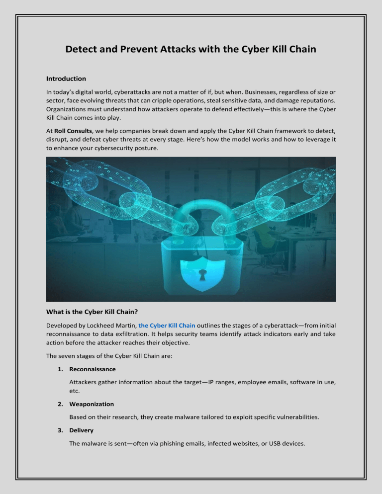 Cyber Kill Chain Detect And Prevent Attacks Roll Consults
