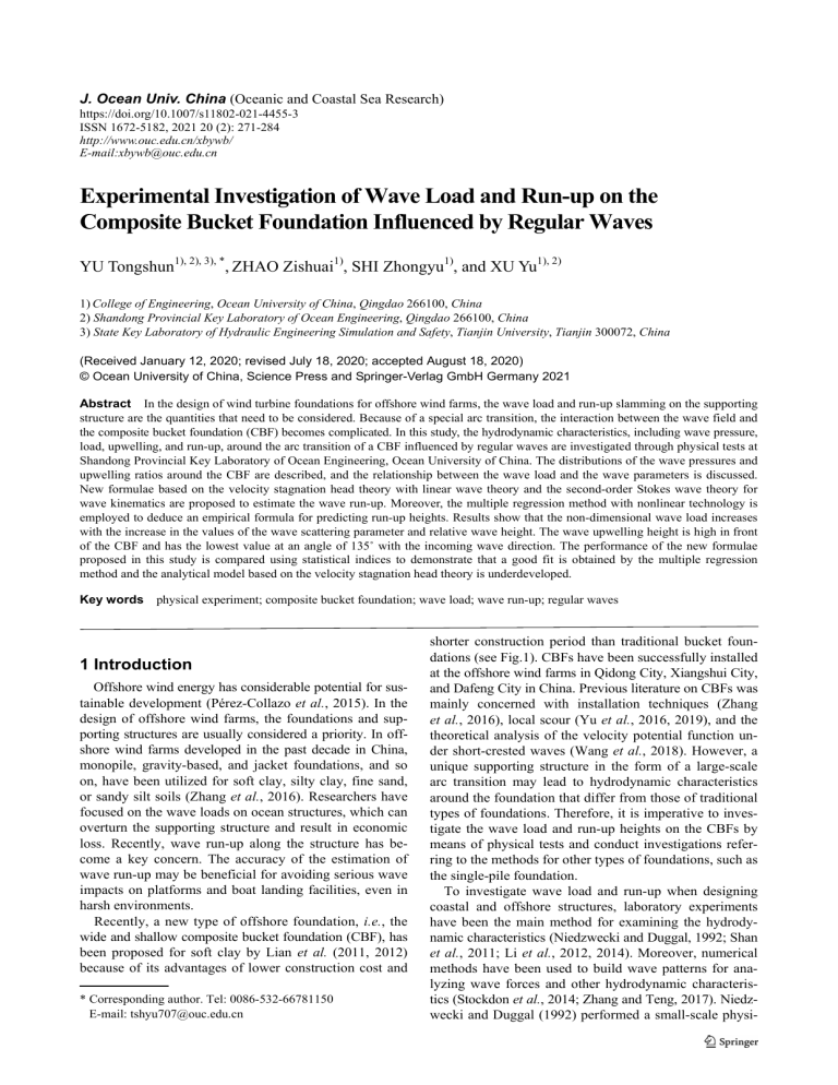 Wave Load & Run-up on Composite Bucket Foundations