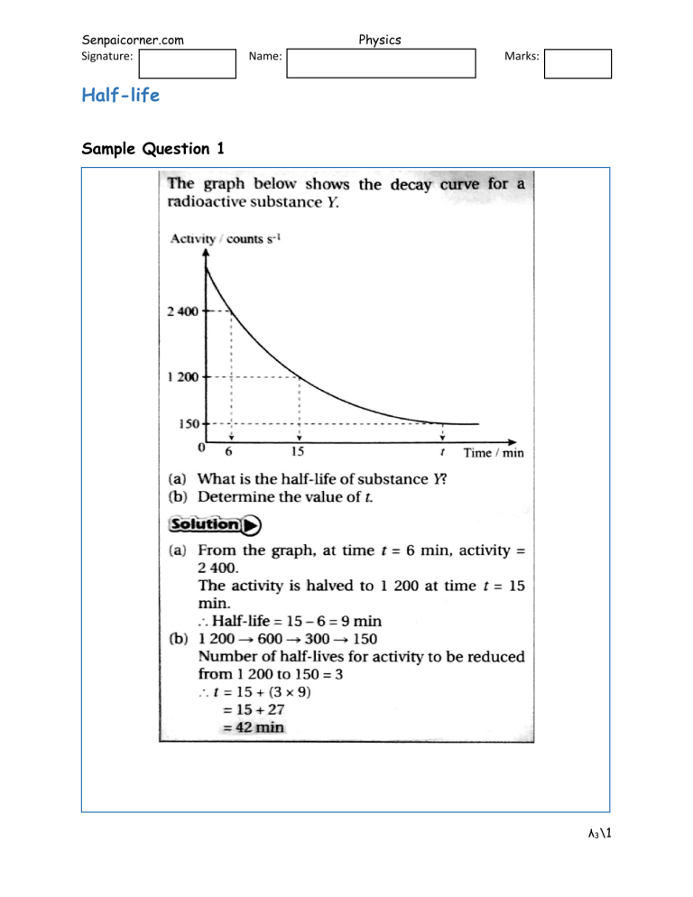 Half-Life Physics Worksheet: Sample Problems & Solutions