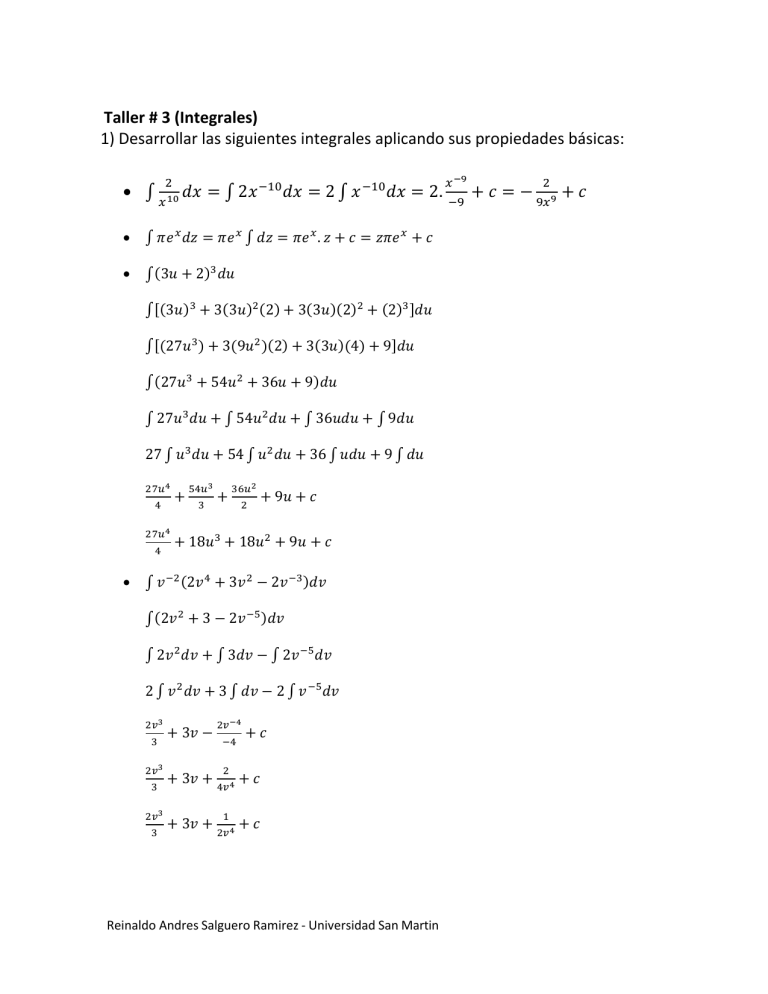 Integral Calculus Exercises: Properties, Substitution, Definite Integrals