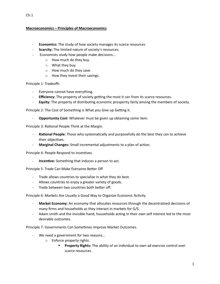 Macroeconomics Principles Lecture Notes