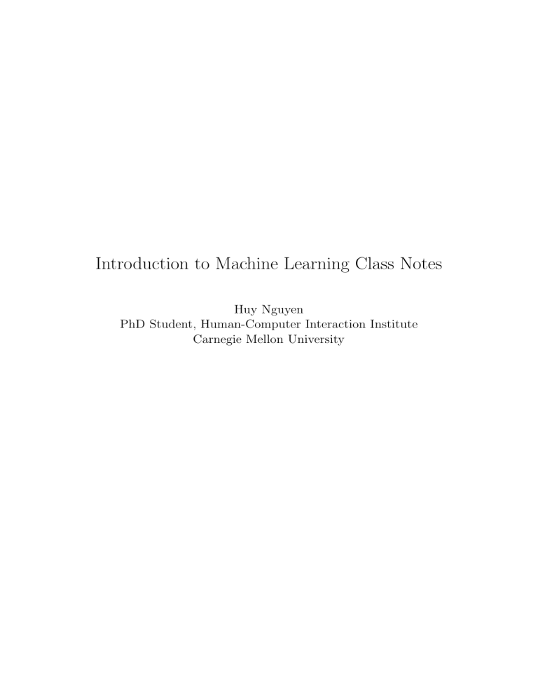 Machine Learning Class Notes