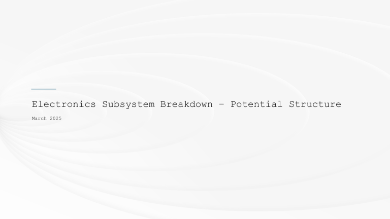 Electronics Subsystem Breakdown & Responsibilities