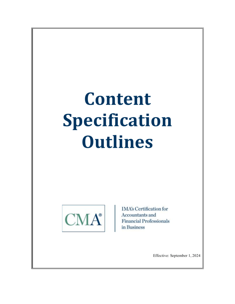 CMA Exam Content Specification Outlines