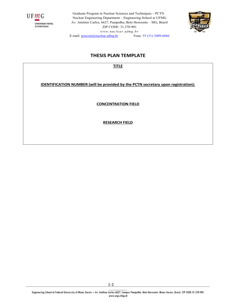 Thesis Plan Template - Nuclear Engineering UFMG