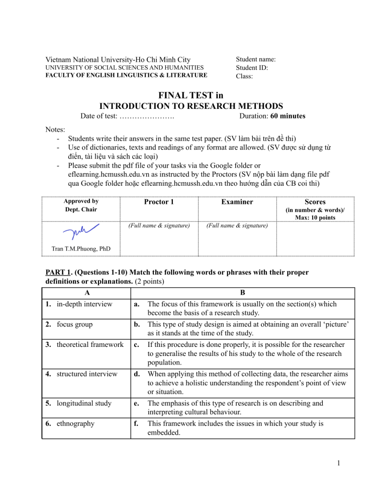 Research Methods Exam: Intro to Research