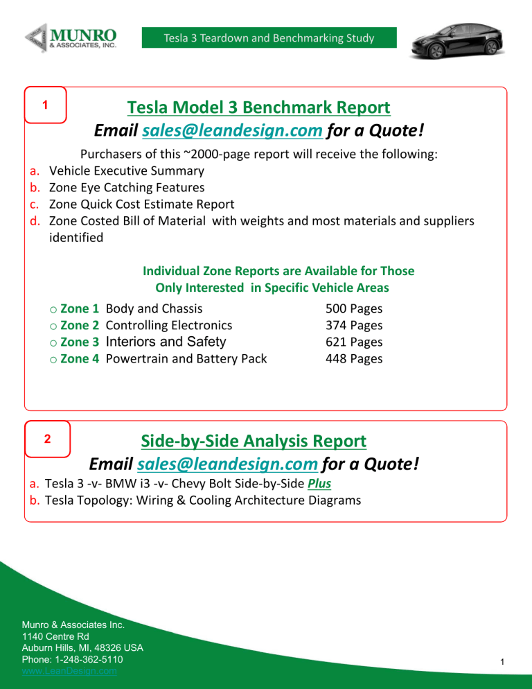 Tesla Model 3 Teardown & Benchmarking Report