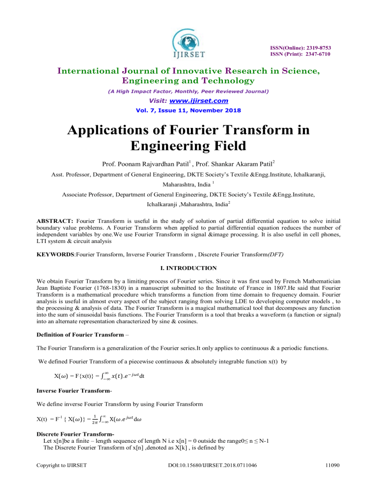 Fourier Transform Applications in Engineering