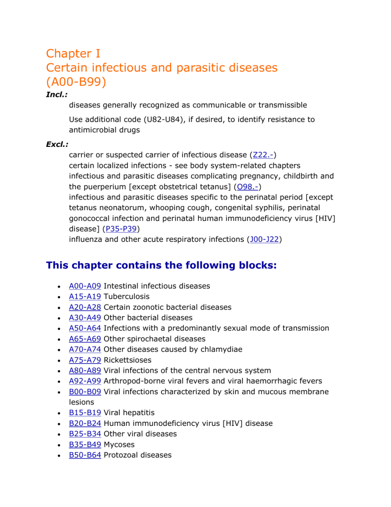 ICD-10: Infectious Diseases & Neoplasms Classification