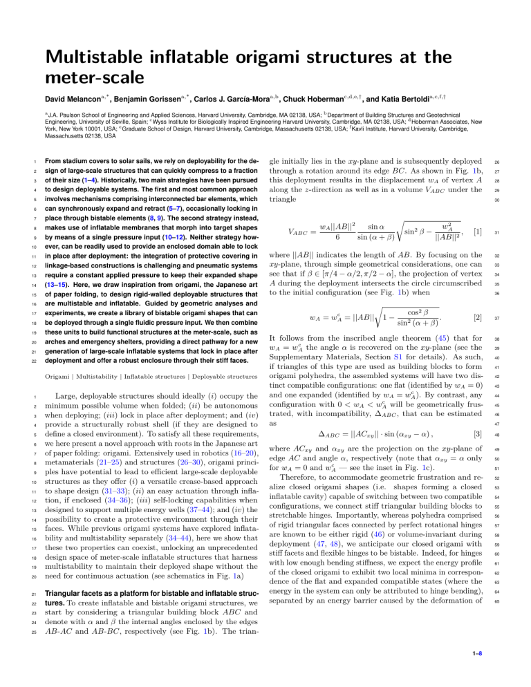 Multistable Inflatable Origami Structures