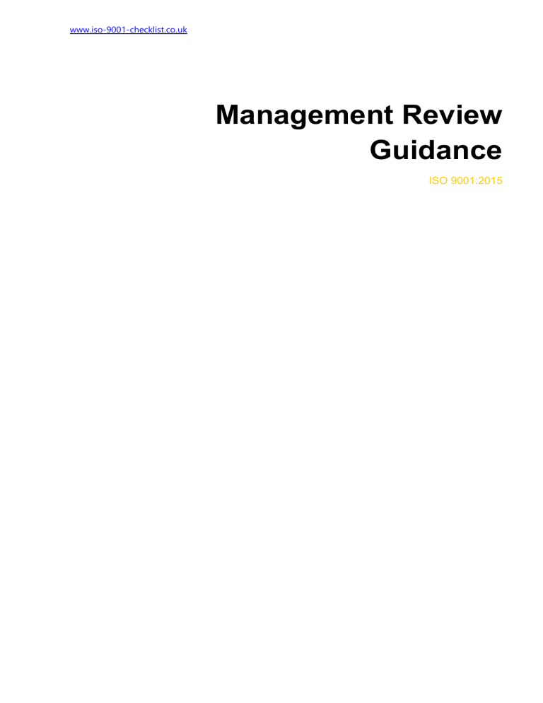 ISO 9001:2015 Management Review Guidance