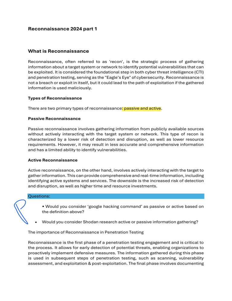 Reconnaissance in Cybersecurity: Tutorial & Techniques
