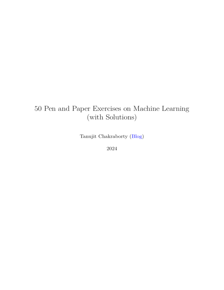 Machine Learning Exercises with Solutions