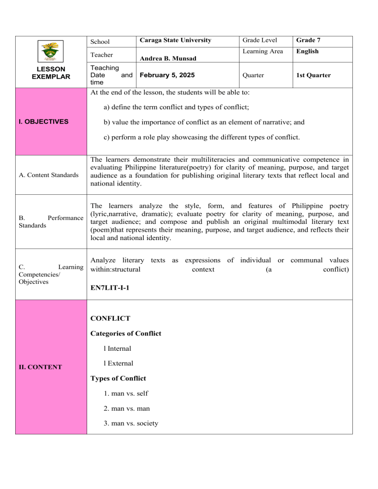 Conflict in Literature: Grade 7 English Lesson
