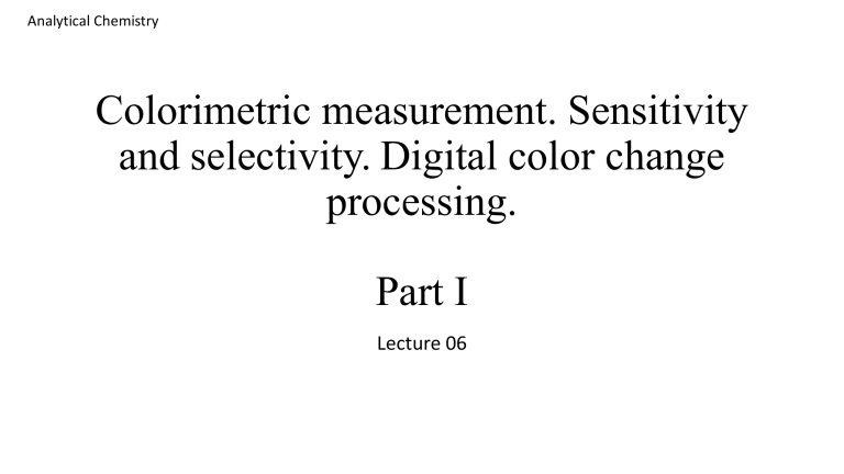 Colorimetric Measurement in Analytical Chemistry