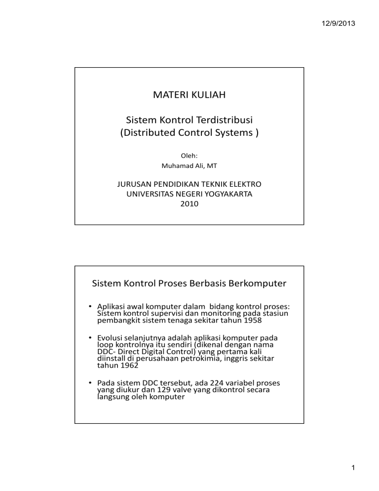 Catatan Kuliah Sistem Kontrol Terdistribusi (DCS)