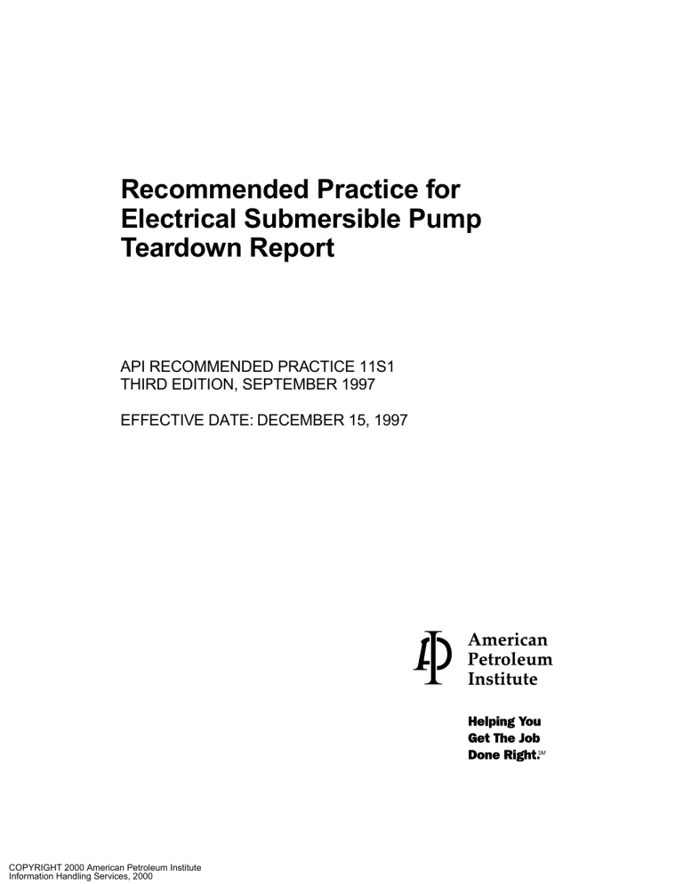 ESP Teardown Report: API Recommended Practice 11S1