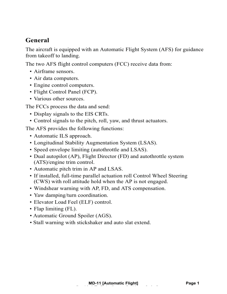 MD-11 Automatic Flight System (AFS) Operation