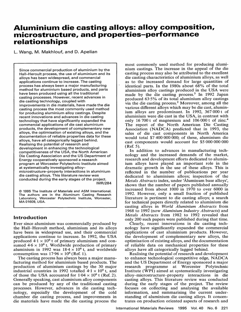 Aluminium Die Casting Alloys: Composition & Properties