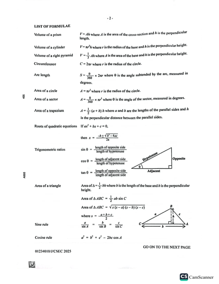 CSEC Math January 2025 P1