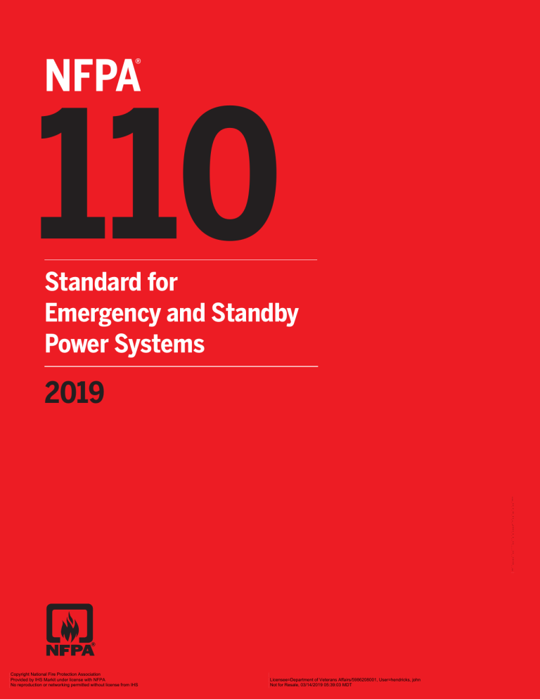 NFPA 110: Emergency & Standby Power Systems Standard