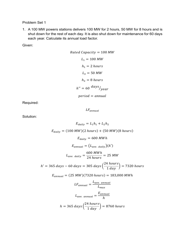 Power System Load Factor & Demand Factor Problems