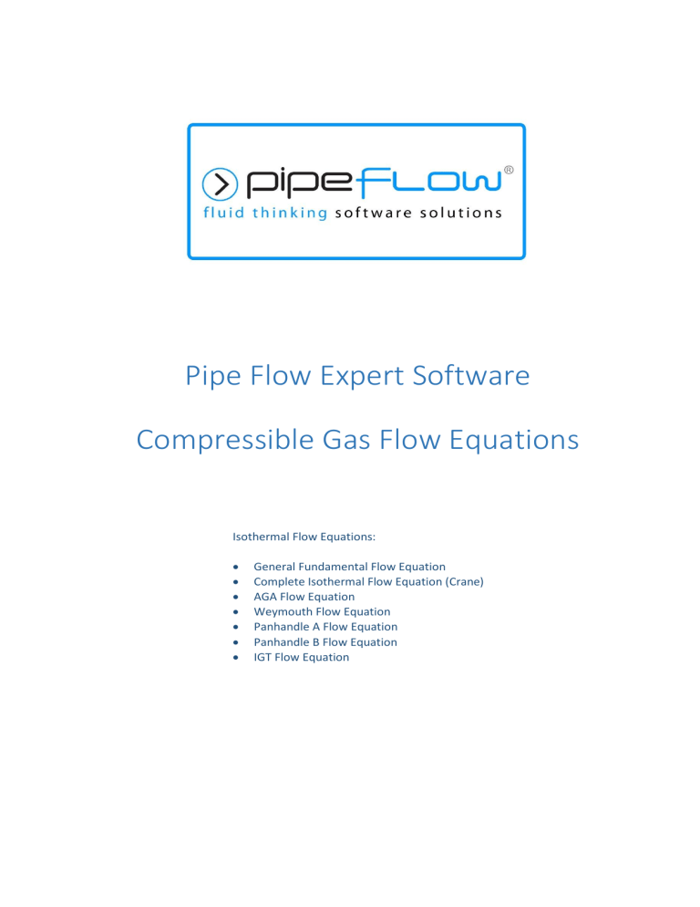 Compressible Gas Flow Equations in Pipe Flow Expert