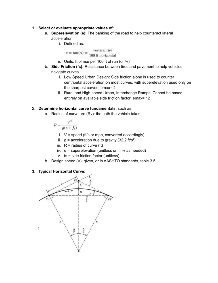 Horizontal Curve Design: Superelevation & Radius