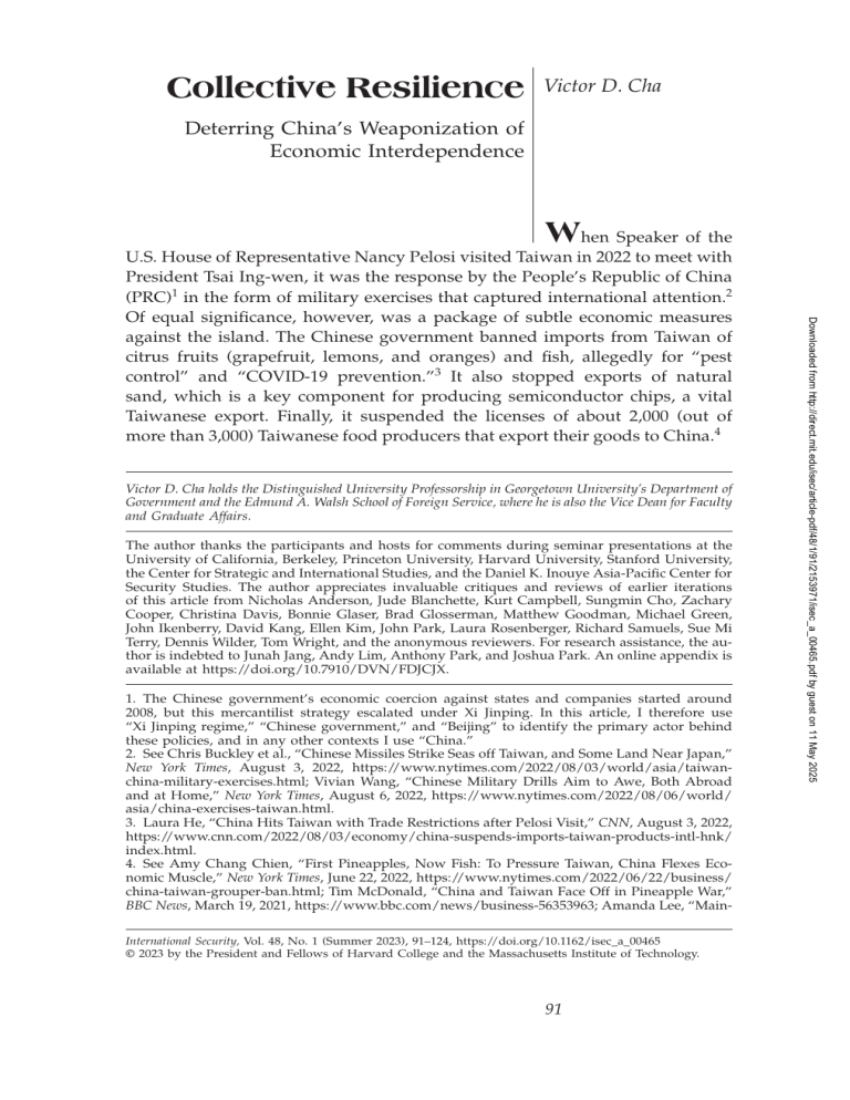 Collective Resilience: Deterring China's Economic Coercion