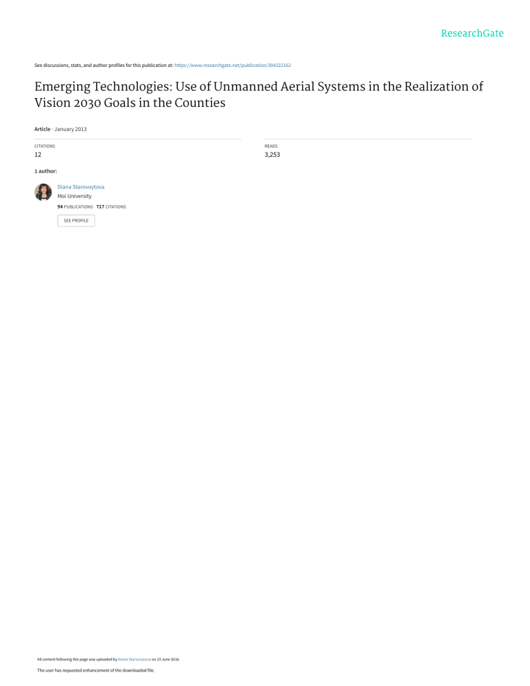 UAS for Vision 2030: Emerging Technologies in Kenya