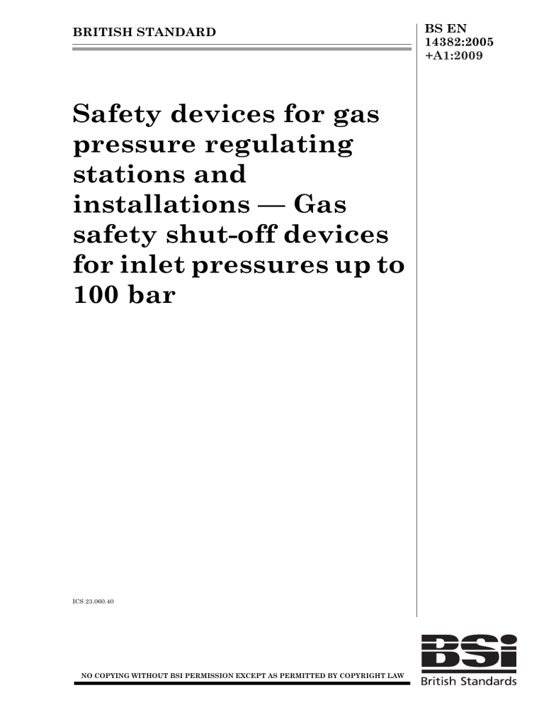 BS EN 14382: Gas Safety Shut-off Devices Standard