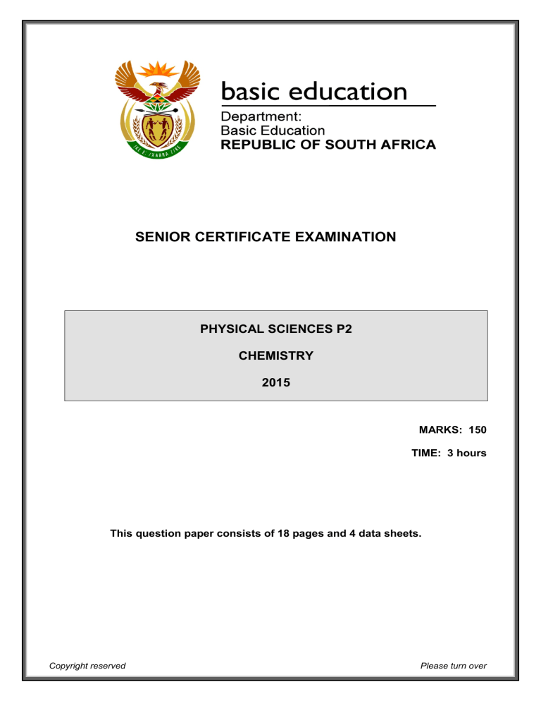 2015 Physical Sciences P2 Chemistry Exam Paper