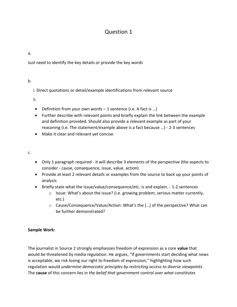 Exam Question Instructions