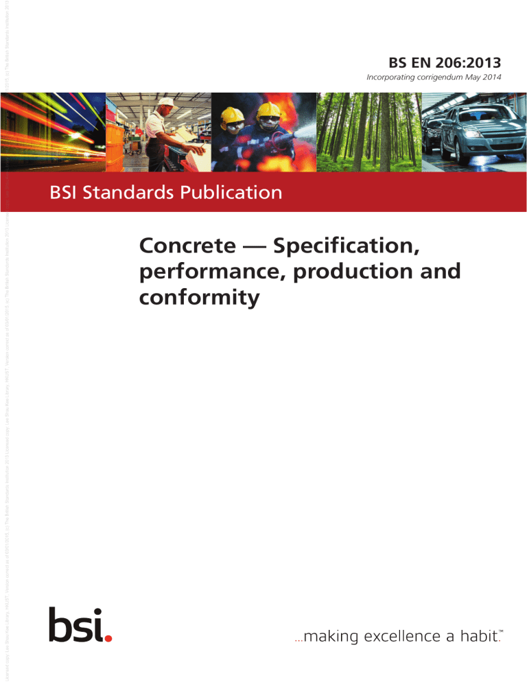 EN 206:2013 Concrete Specification, Performance, Production, Conformity