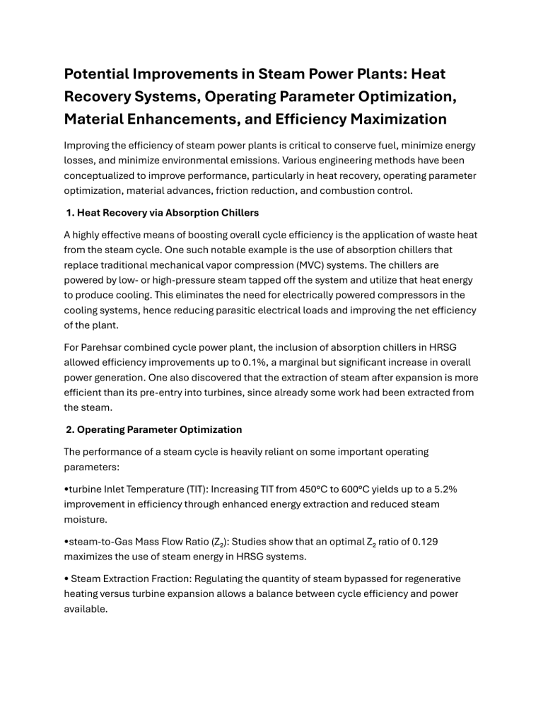 Steam Power Plant Efficiency: Heat Recovery & Optimization