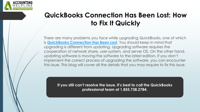 Fix QuickBooks Connection Lost Error Quickly